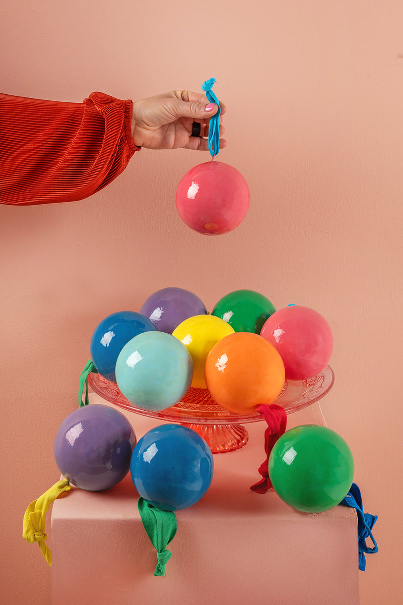 Turquoise and Pink Colourblock Bauble – Ian Snow Ltd