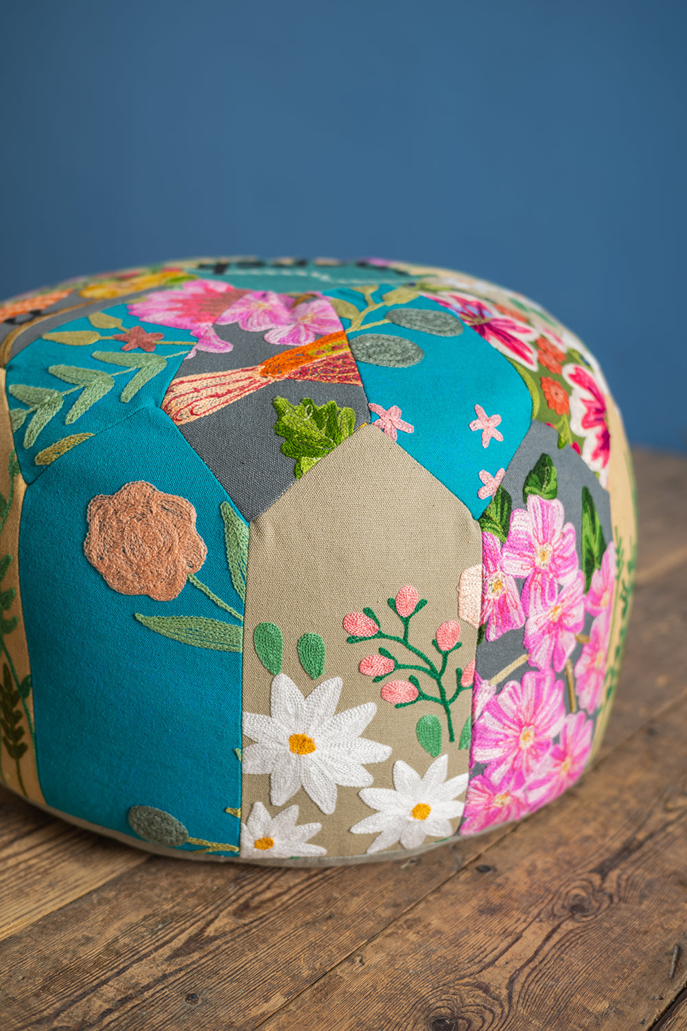 Patchwork Embroidery Pouffe – Ian Snow Ltd