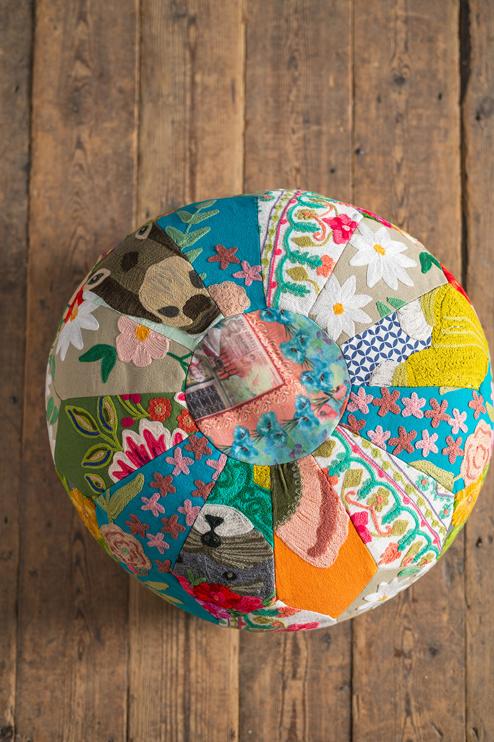 Patchwork Embroidery Pouffe – Ian Snow Ltd