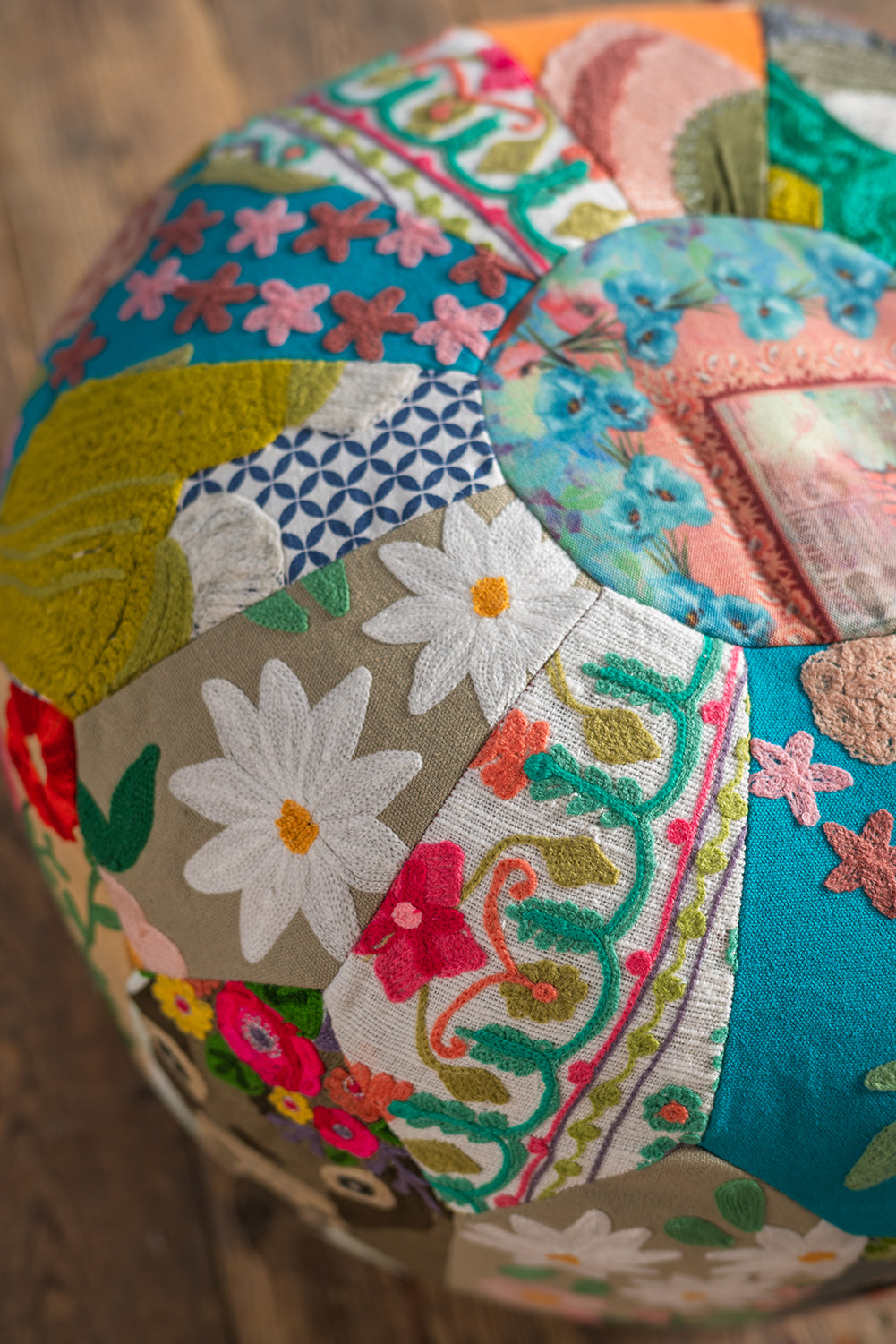 Patchwork Embroidery Pouffe – Ian Snow Ltd