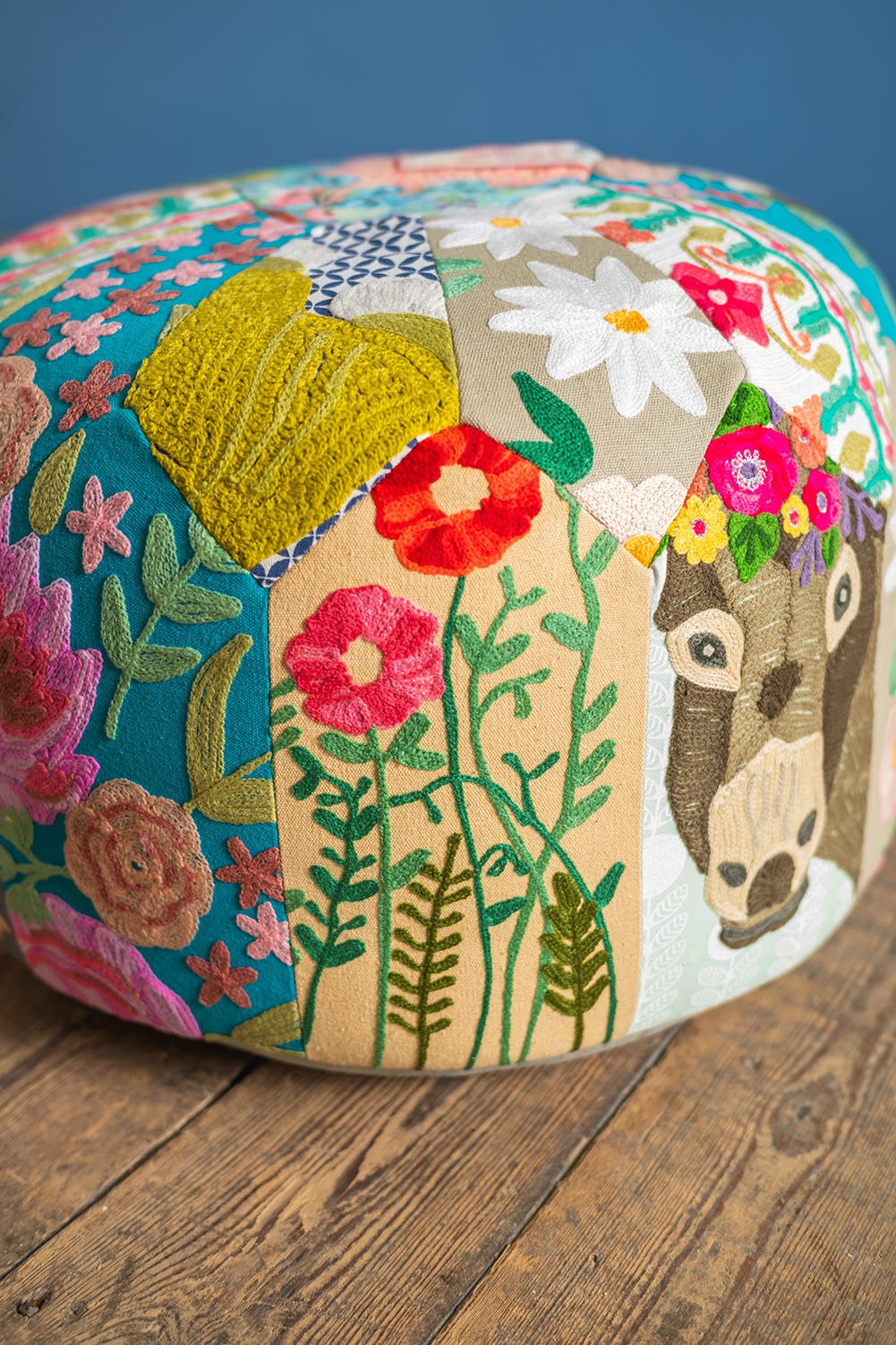 Patchwork Embroidery Pouffe – Ian Snow Ltd
