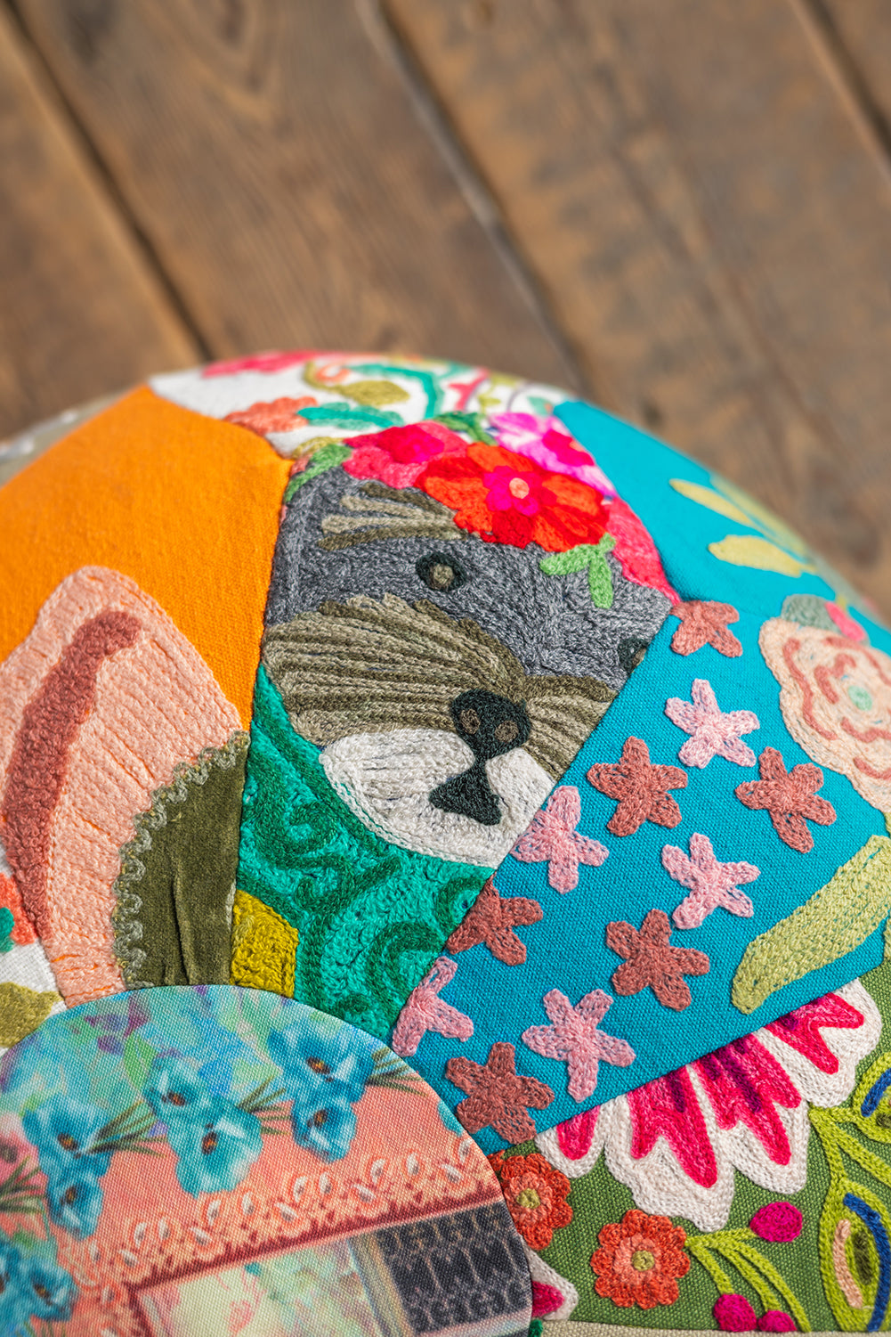 Patchwork Embroidery Pouffe – Ian Snow Ltd