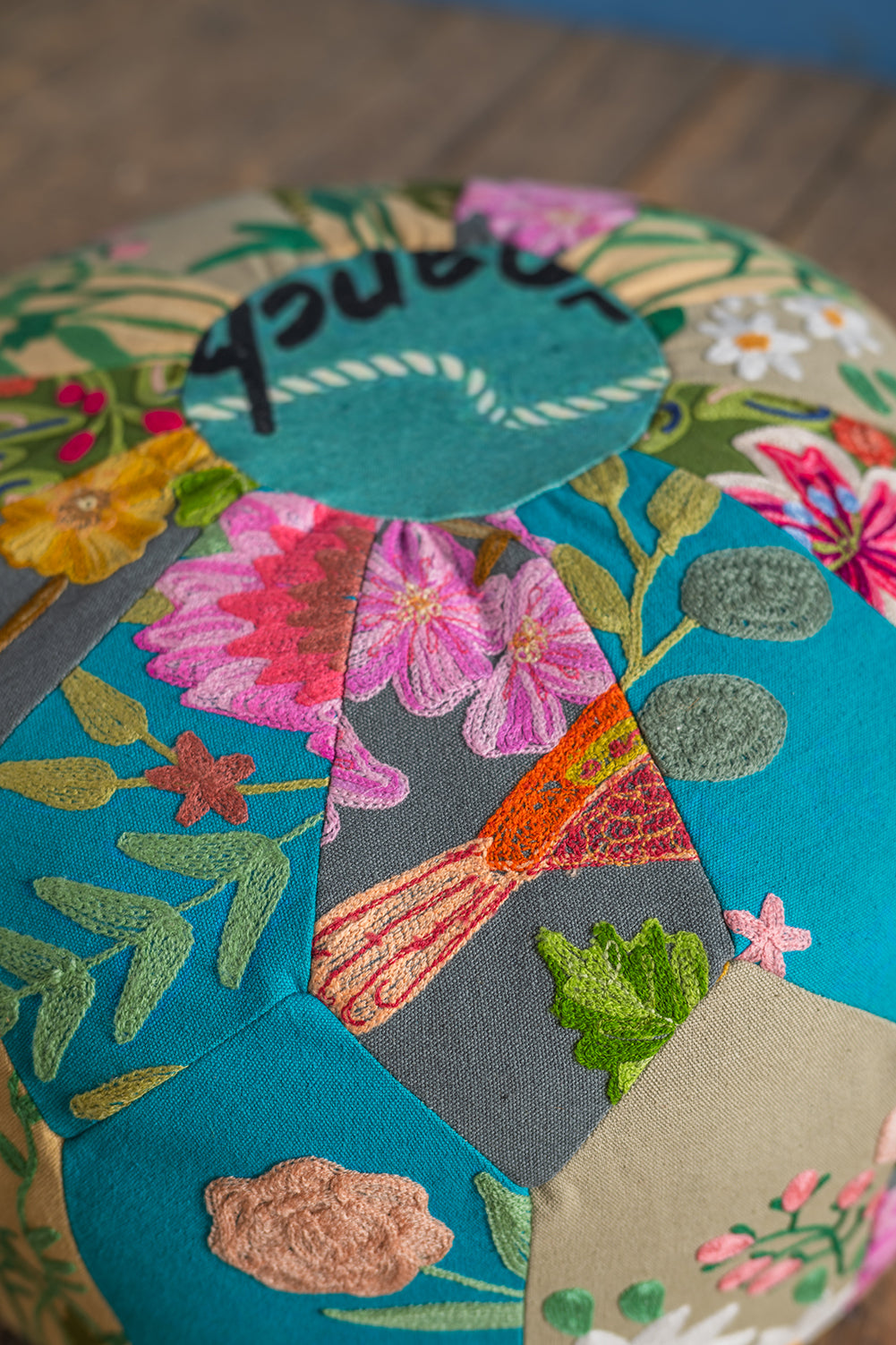 Patchwork Embroidery Pouffe – Ian Snow Ltd