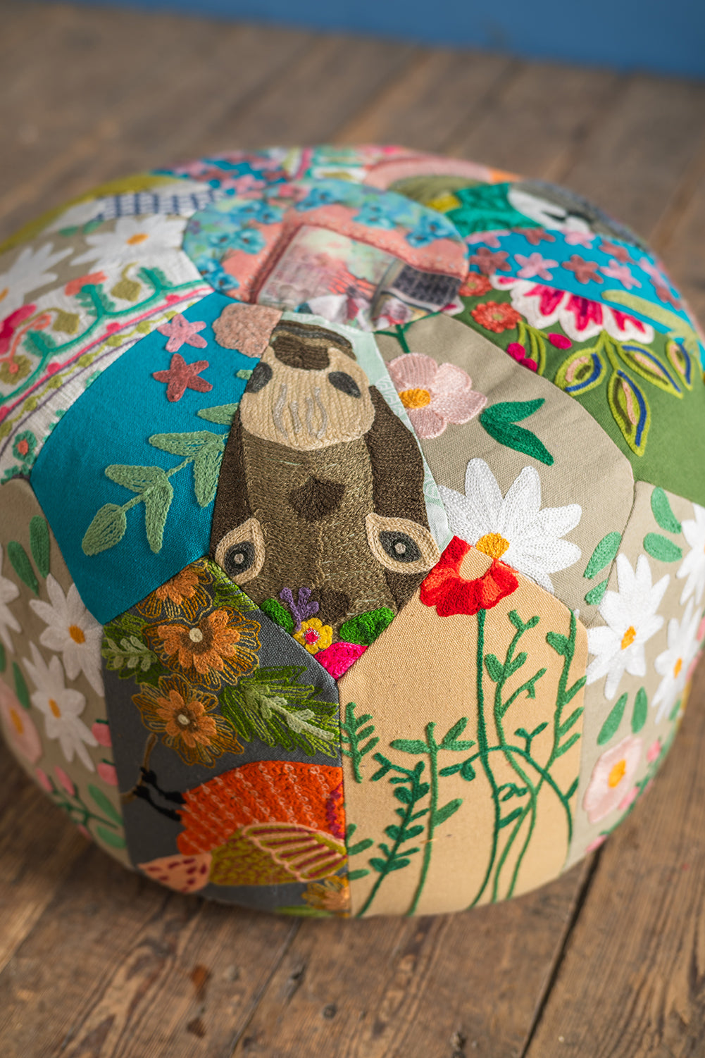 Patchwork Embroidery Pouffe – Ian Snow Ltd