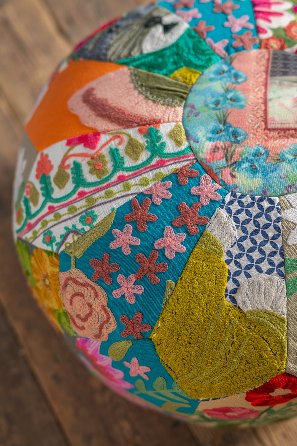 Patchwork Embroidery Pouffe – Ian Snow Ltd