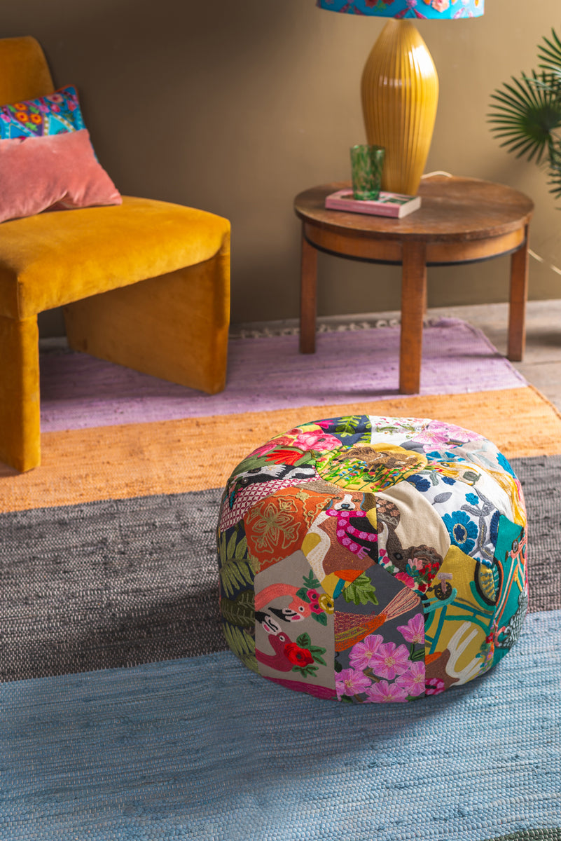 Patchwork Embroidery Pouffe – Ian Snow Ltd