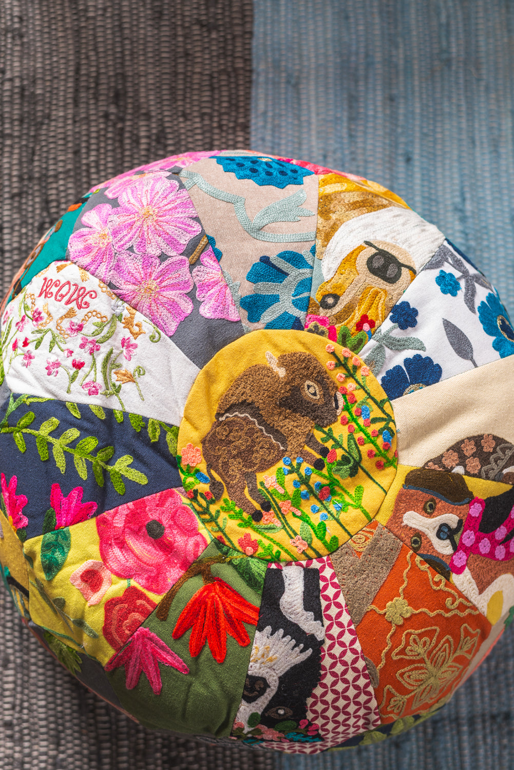 Patchwork Embroidery Pouffe – Ian Snow Ltd
