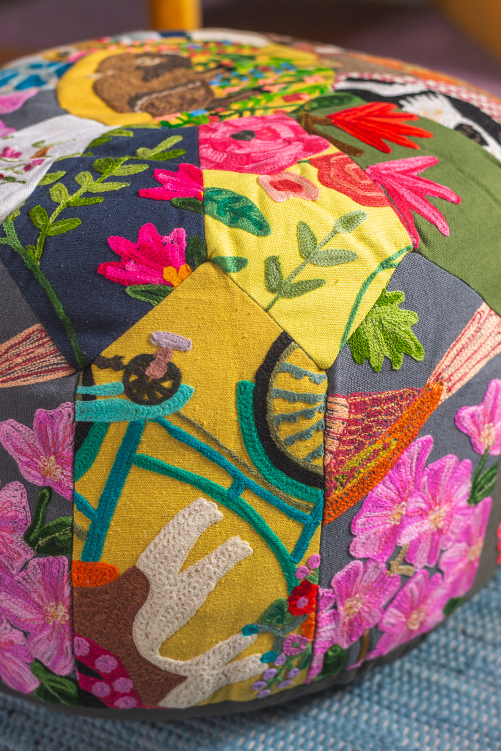 Patchwork Embroidery Pouffe – Ian Snow Ltd