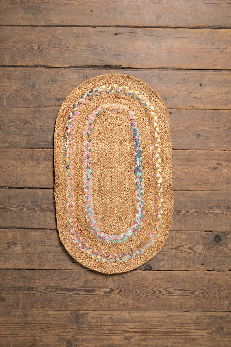 Jute & Pastel Small Oval Rug – Ian Snow Ltd