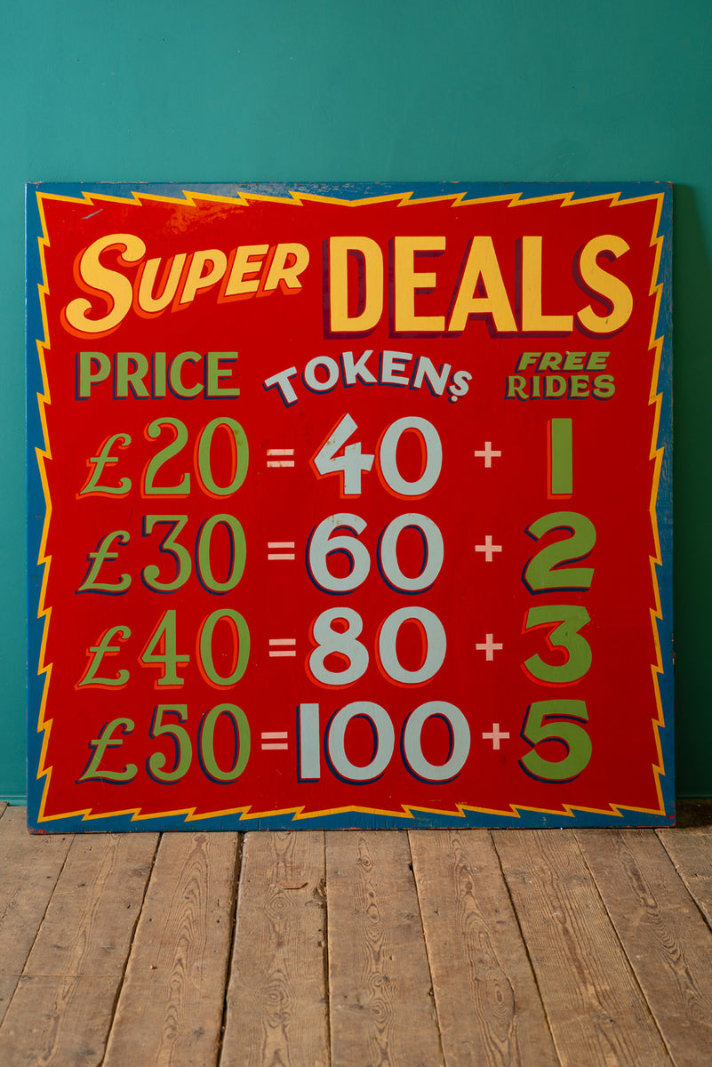 'Super Deals' Fairground Sign with Joby Carter Lettering – Ian Snow Ltd