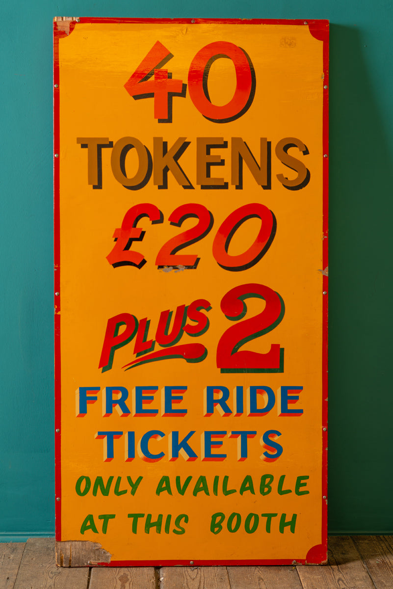 Portrait '40 Tokens' Fairground Sign – Ian Snow Ltd
