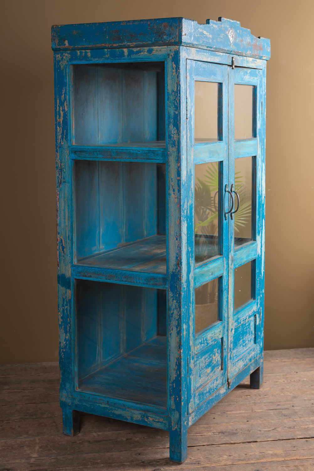 Blue Vintage Display Cabinet W 82cm D 50cm H 148cm