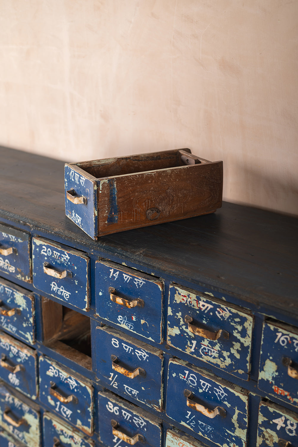 Dark Blue Vintage Drawer Unit W:217cm D:36cm H:86cm – Ian Snow Ltd