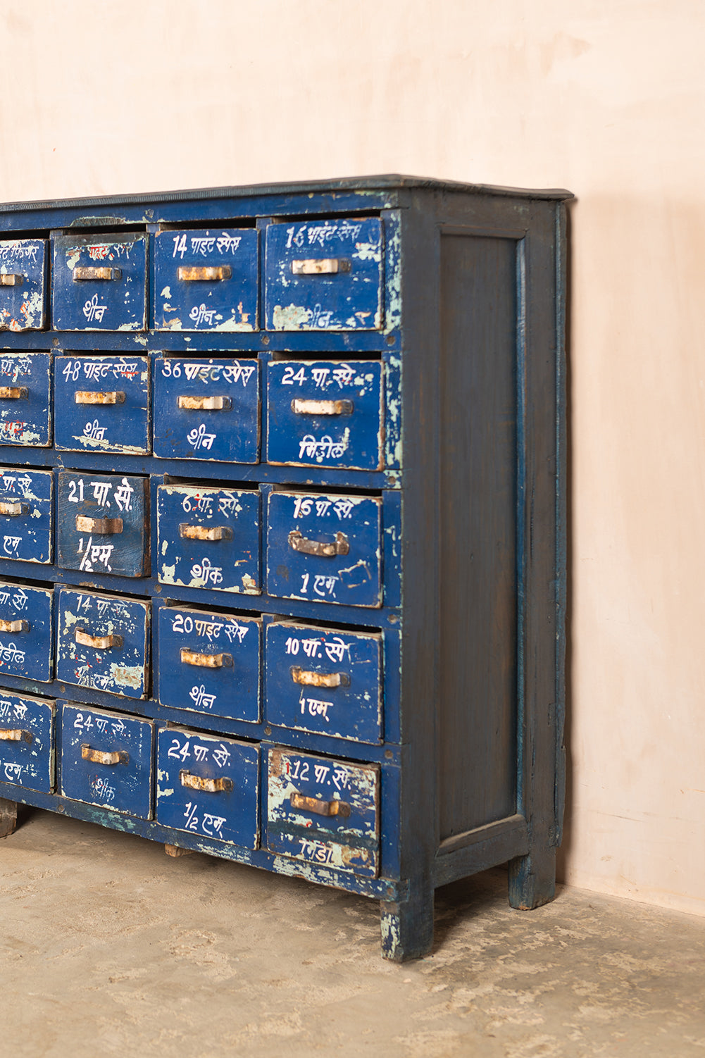 Dark Blue Vintage Drawer Unit W:217cm D:36cm H:86cm – Ian Snow Ltd