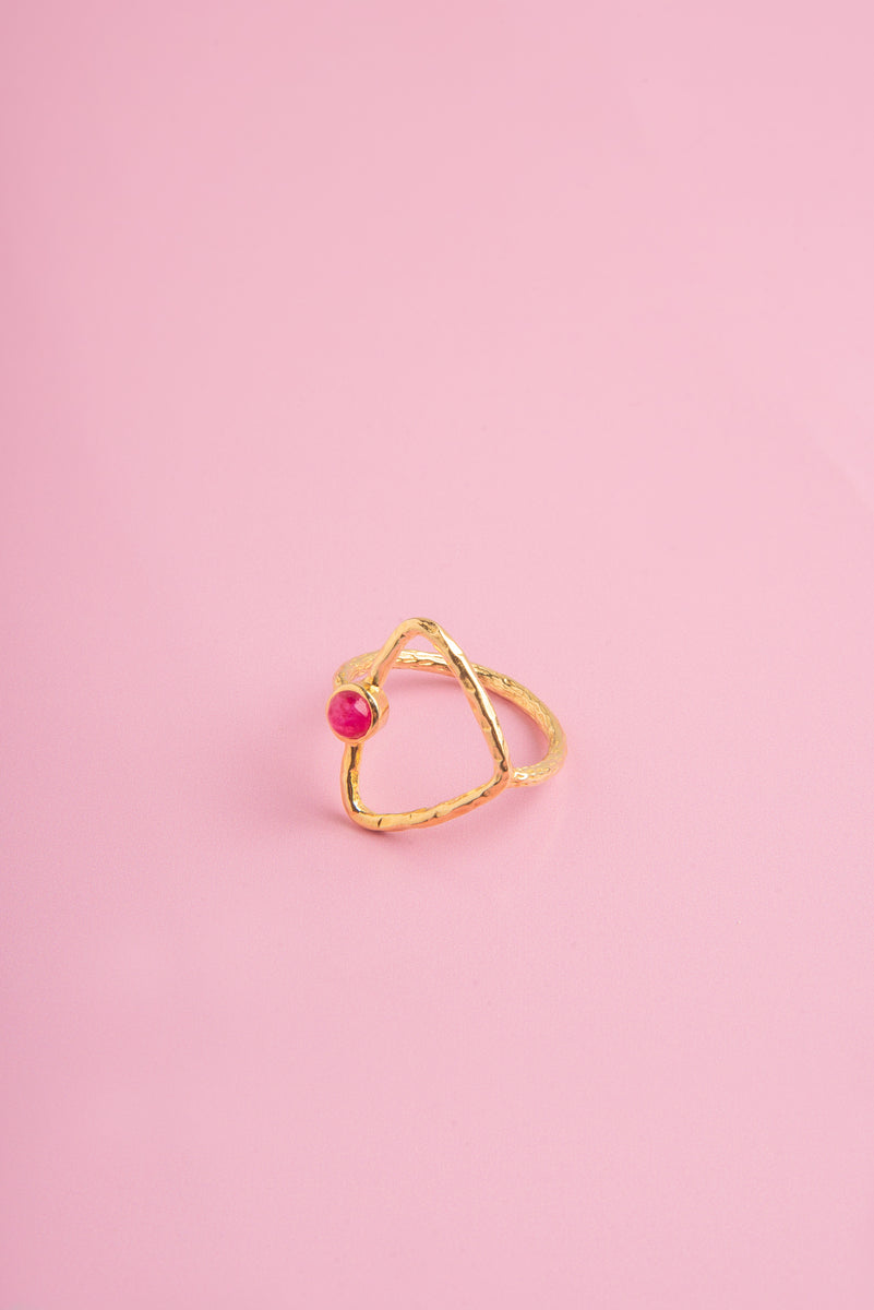 Disha Ruby Stone Gold Triangle Ring – Ian Snow Ltd