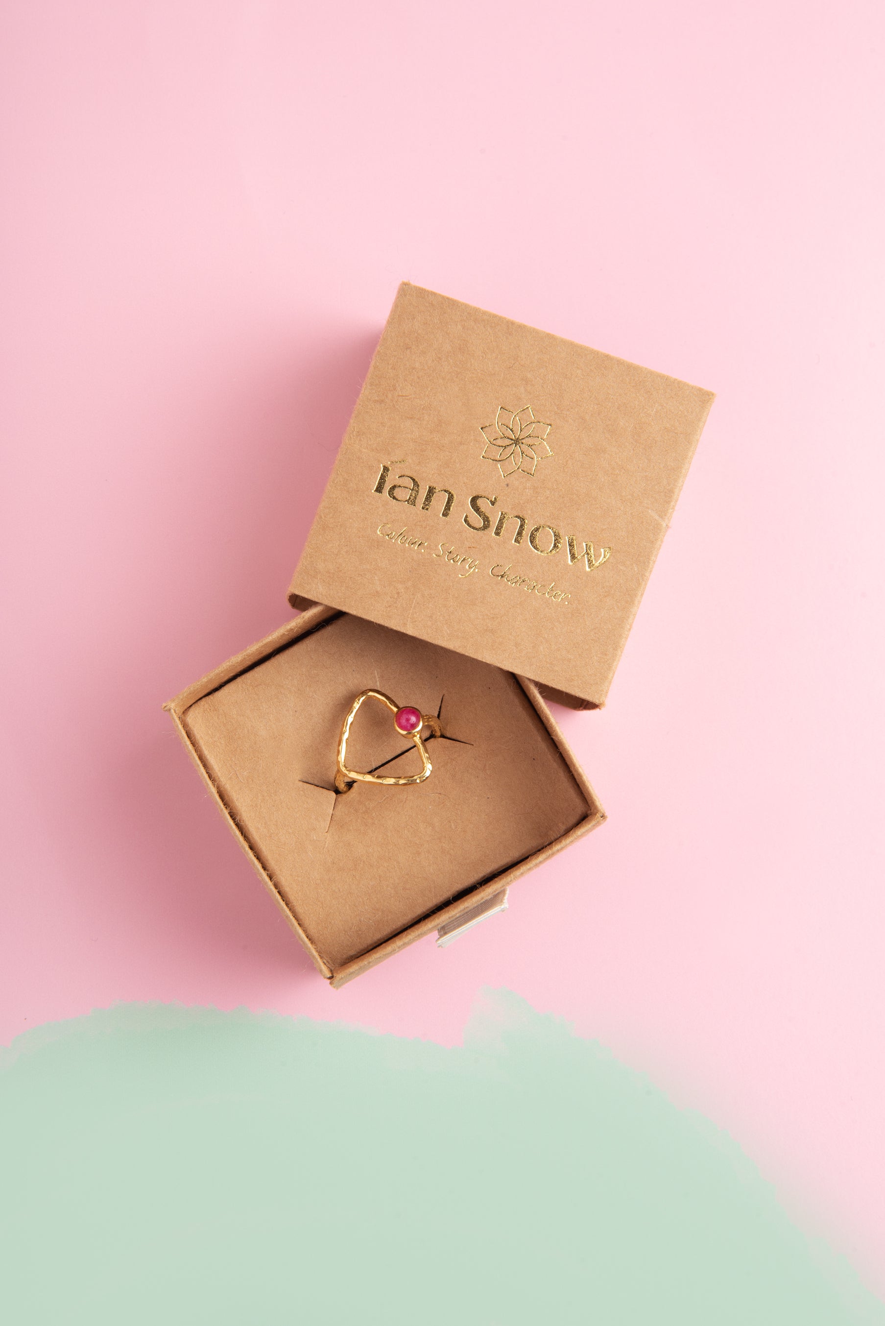 Disha Ruby Stone Gold Triangle Ring – Ian Snow Ltd
