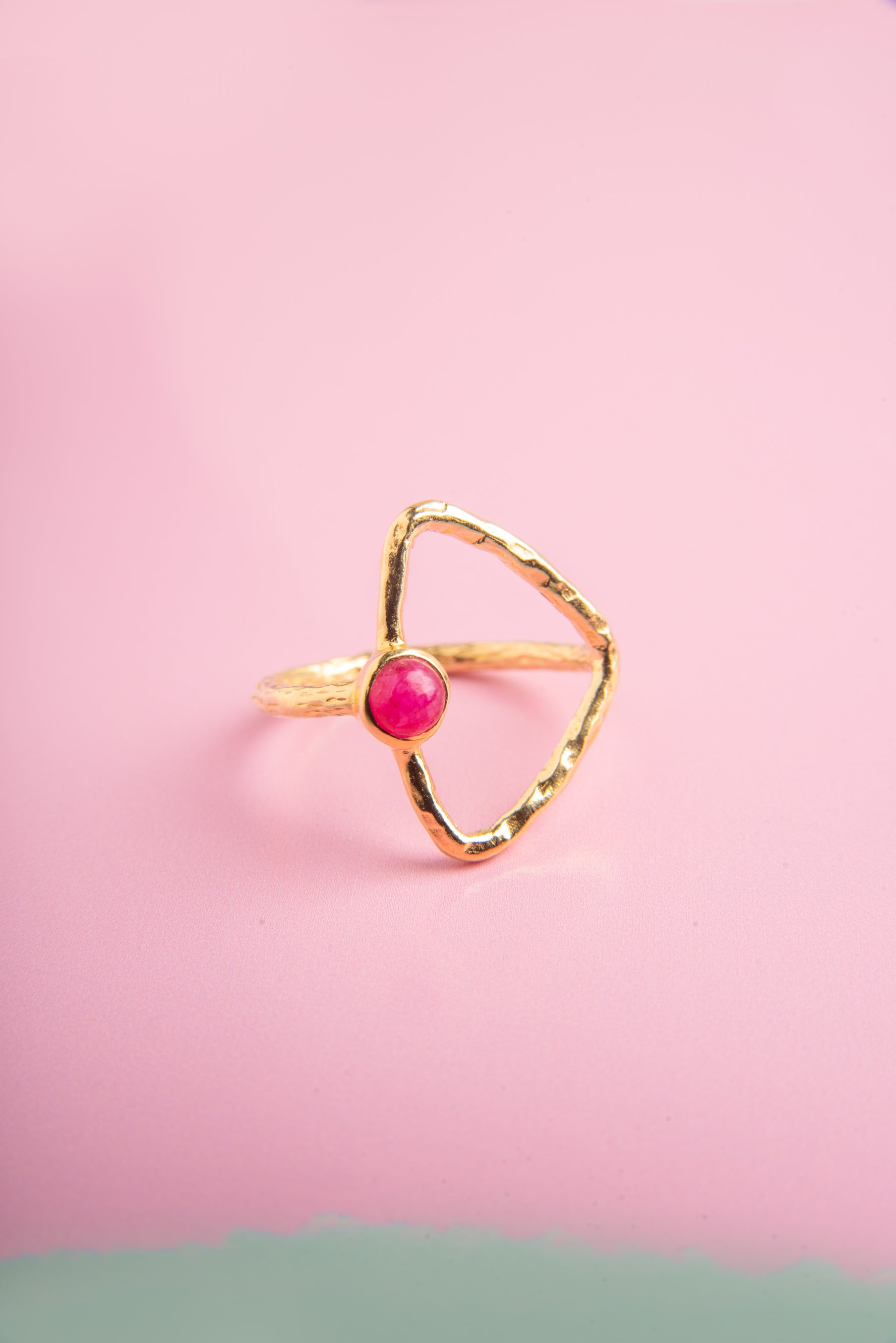 Disha Ruby Stone Gold Triangle Ring – Ian Snow Ltd