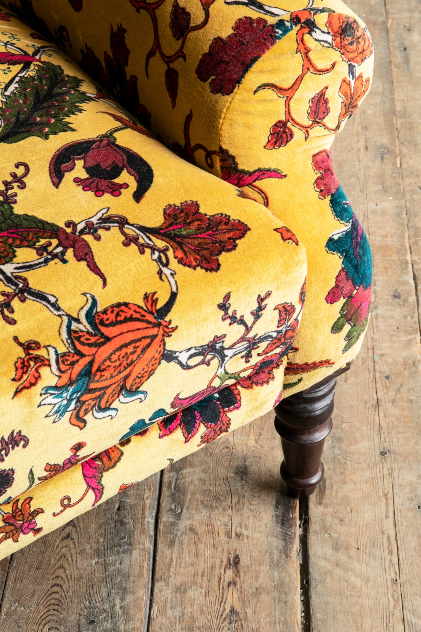 Mustard Tree of Life Velvet Two Seater Sofa – Ian Snow Ltd