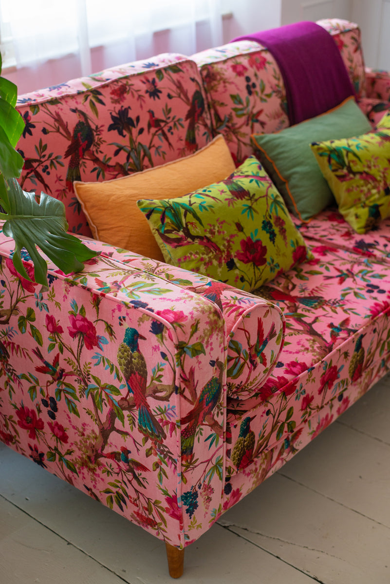 Milla Pink Bird of Paradise Velvet Sofa – Ian Snow Ltd