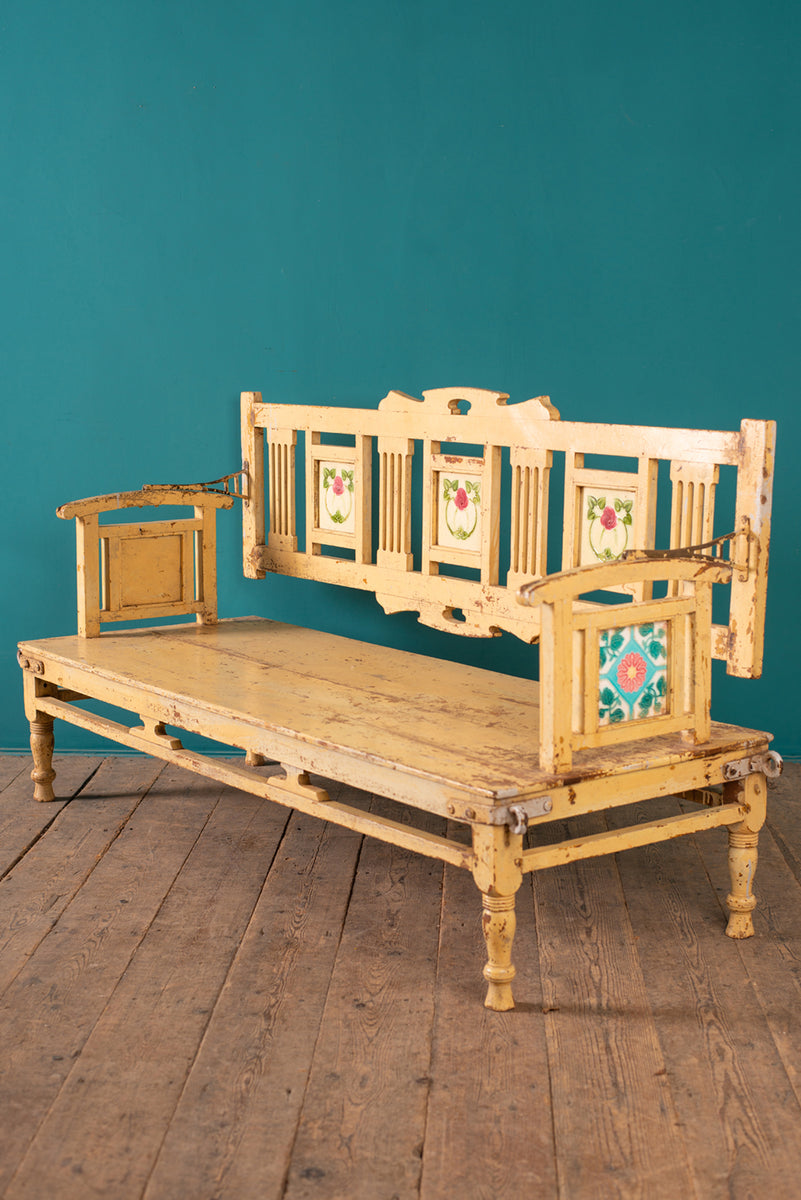 Cream Vintage Bench with Tiles W:158cm D:57cm H:82cm – Ian Snow Ltd